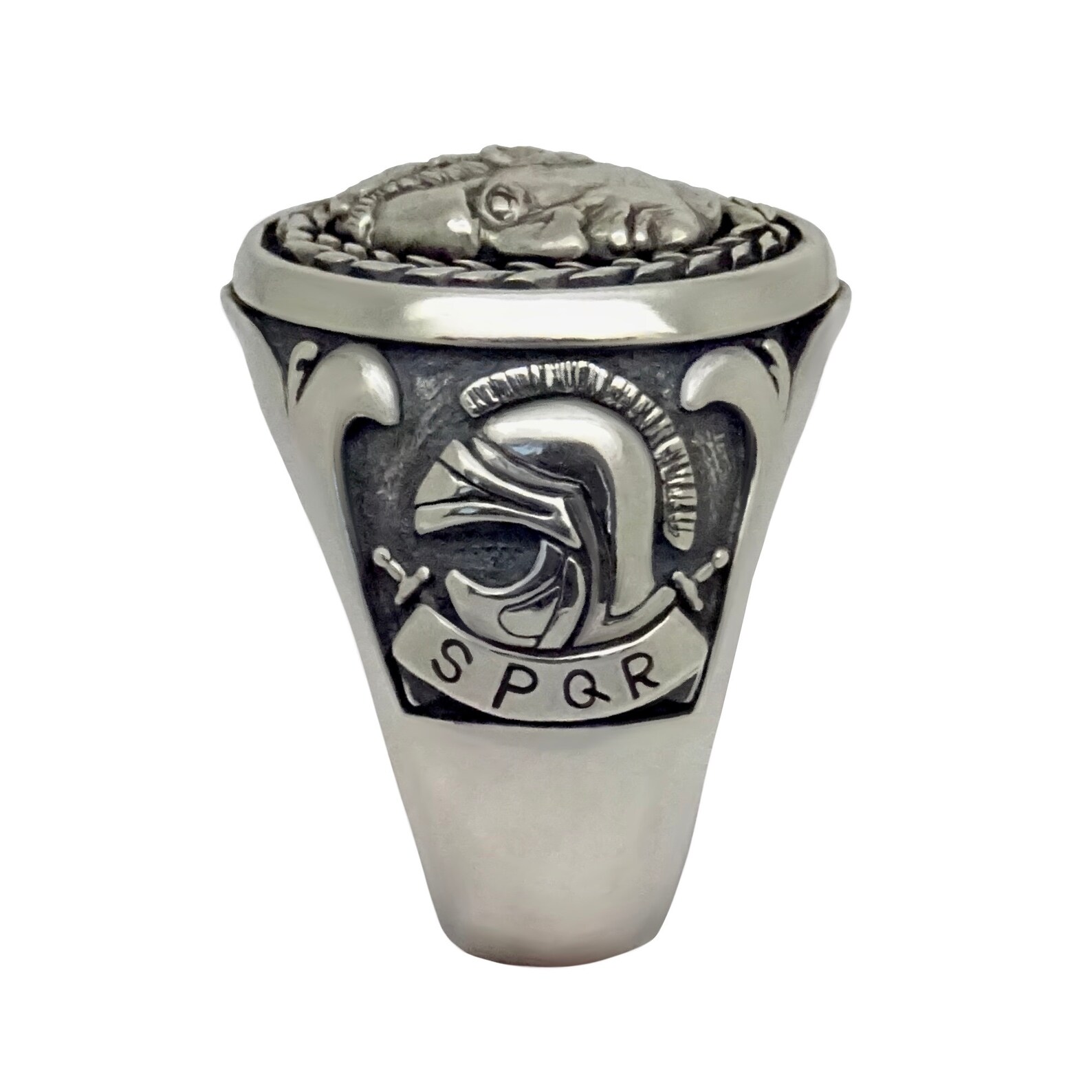Roman Emperor Sterling Silver Men's Ring Gaius Julius Caesar SPQR ...