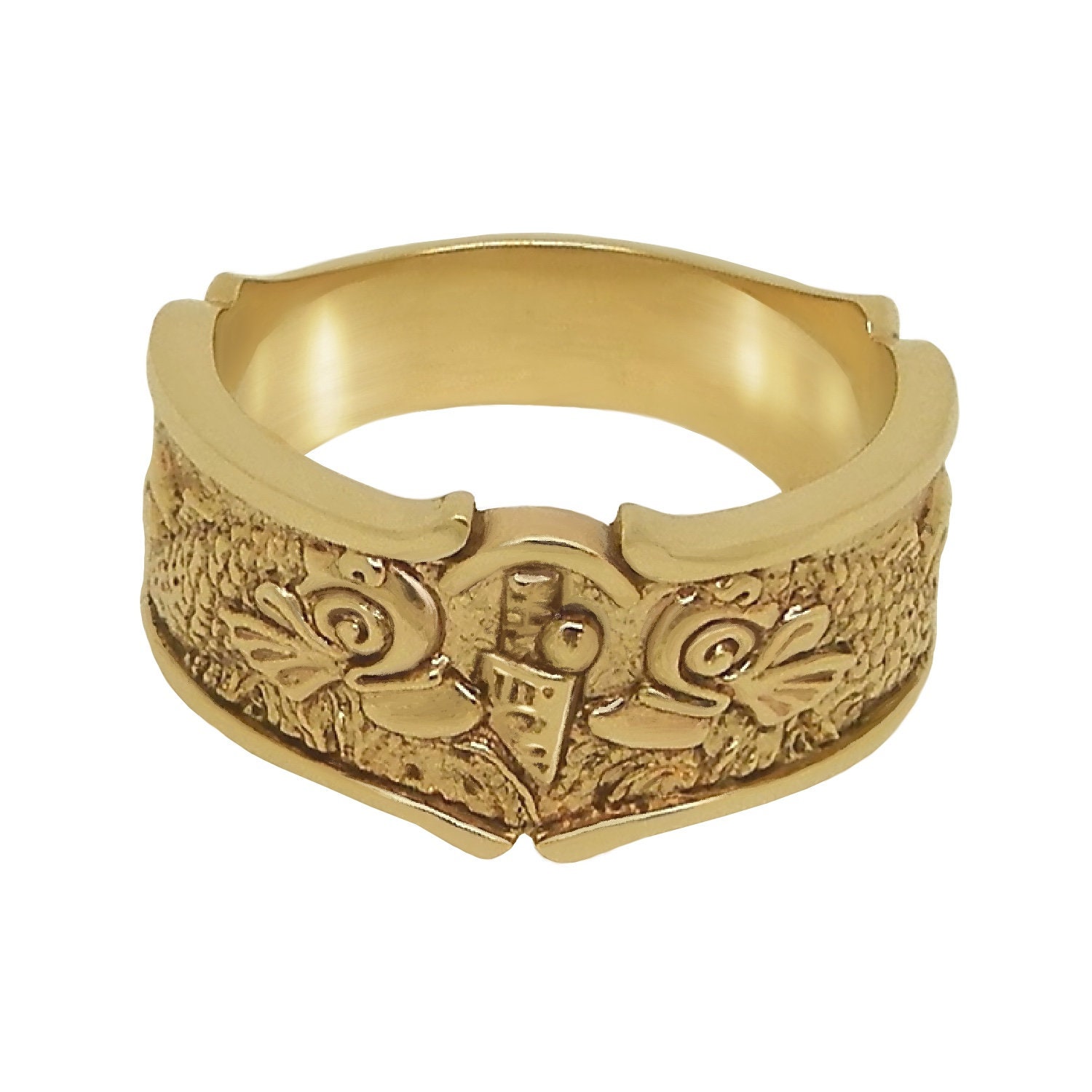 Dolphins Submarine Warfare Yellow Solid Gold Men Band Ring - Etsy Hong Kong
