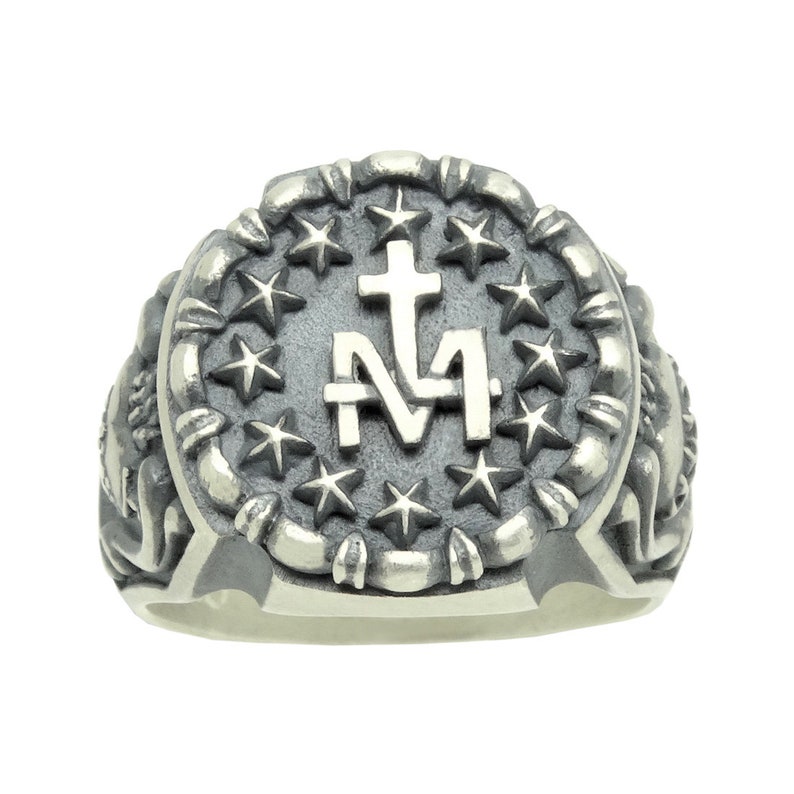 Sacred Heart Sterling Silver Men Ring Virgin Mary Catholic - Etsy