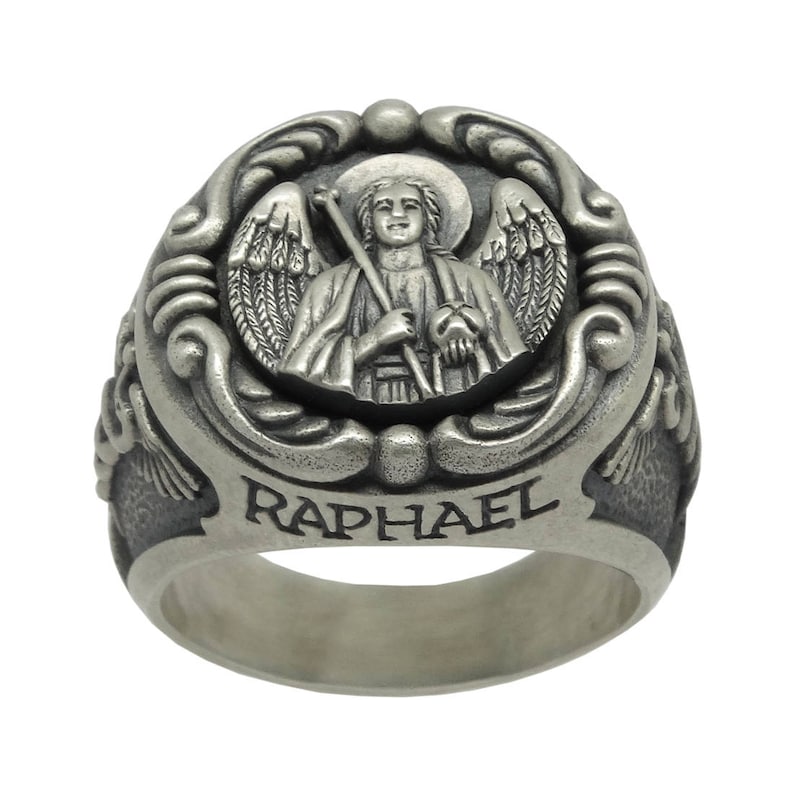 Saint Raphael Archangel Silver Men Ring Handcrafted Medical - Etsy