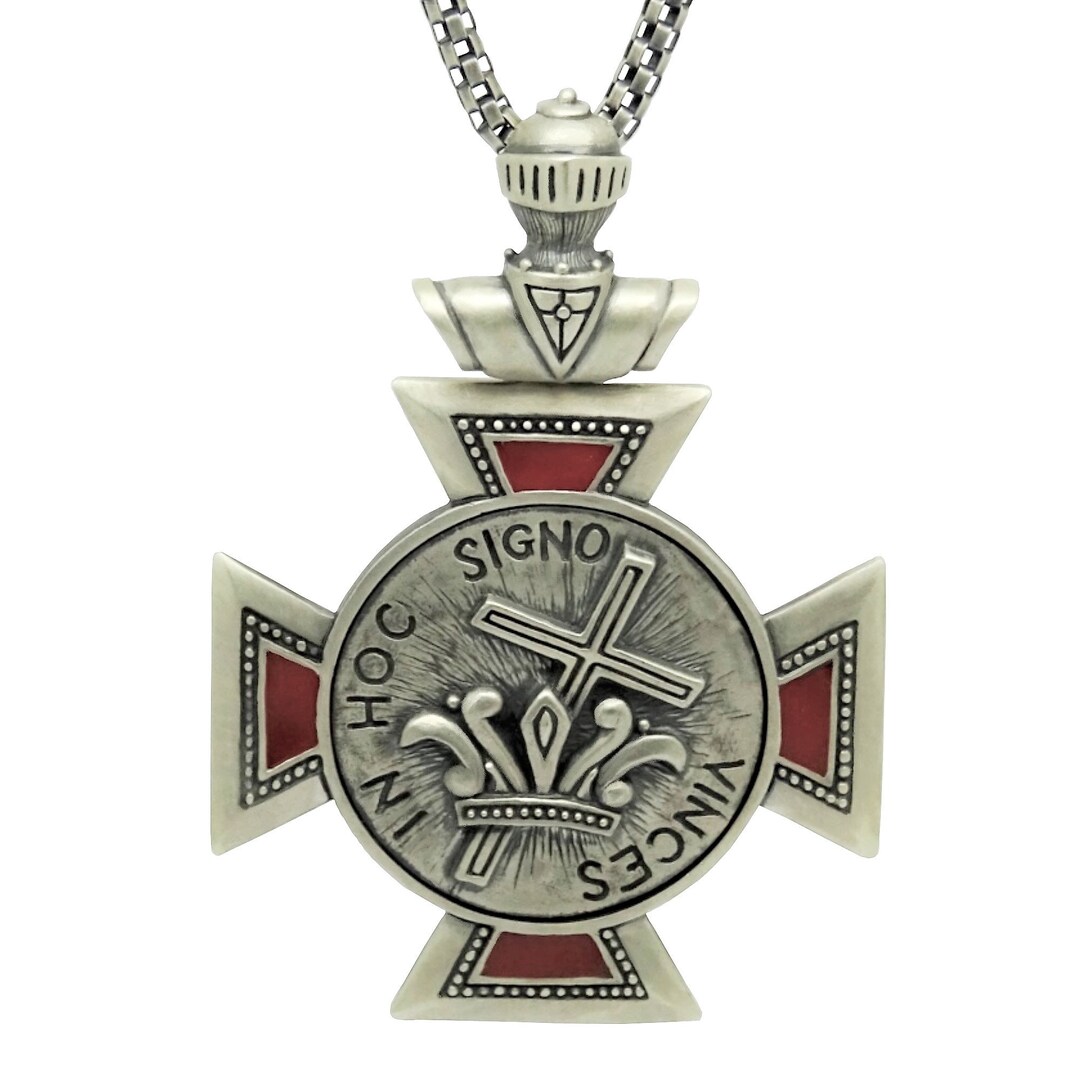 Knights Templar Sterling Silver Cross and Crown Men Pendant Handcrafted ...