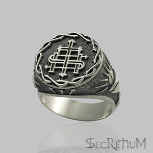 Sterling Silver 925 IHS the Holy Name of Jesus Men Ring Jesuit ...