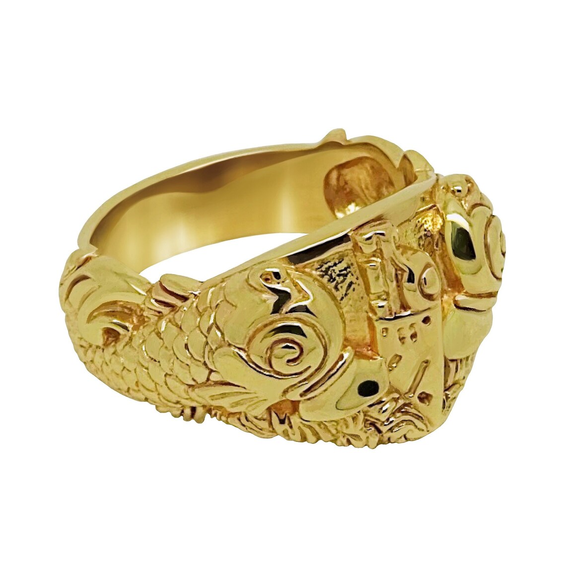 Solid Gold 10k Submarine Dolphins Mens Ring Warfare Handmade - Etsy