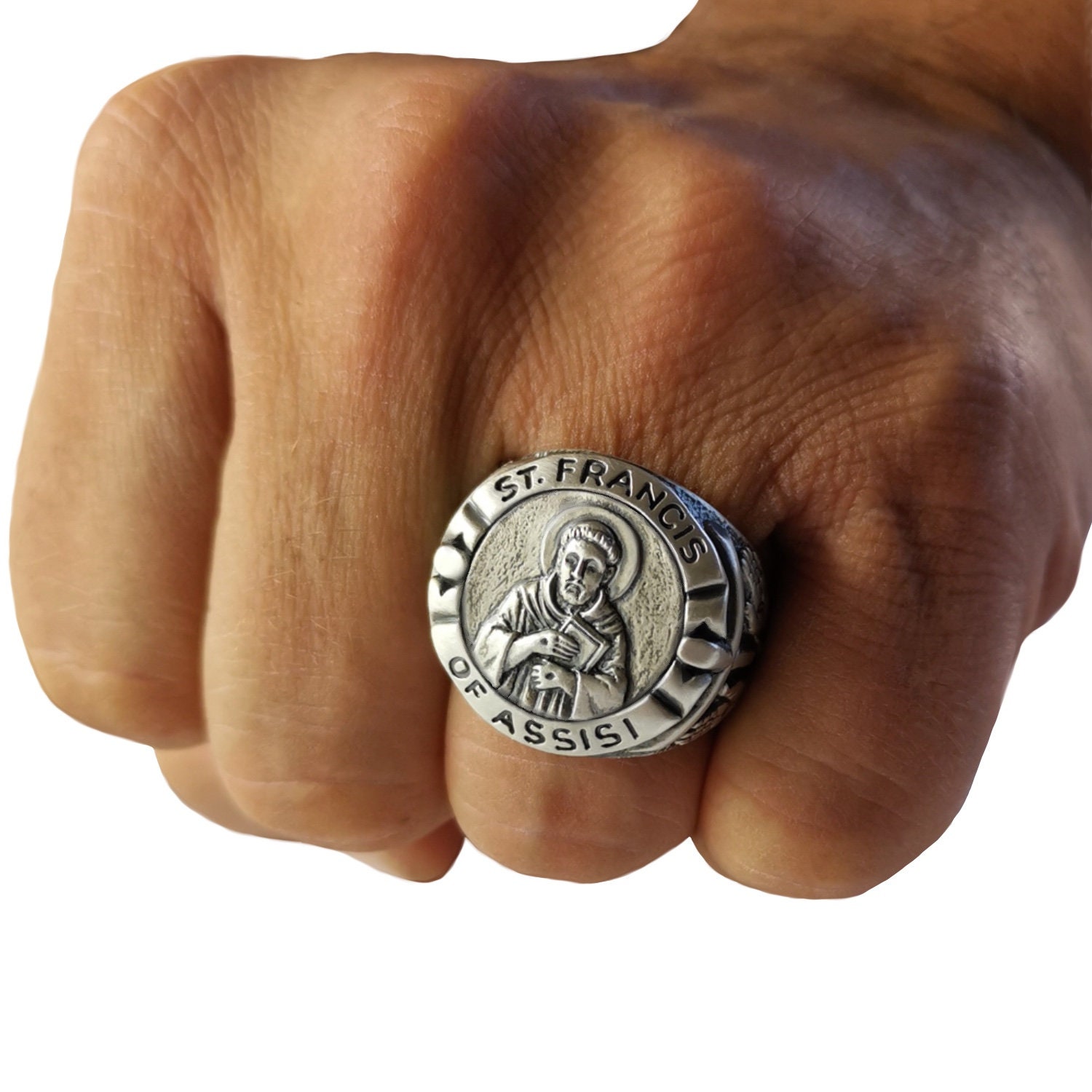 Saint Francis of Assisi Sterling Silver Stigmata Men Ring | Etsy