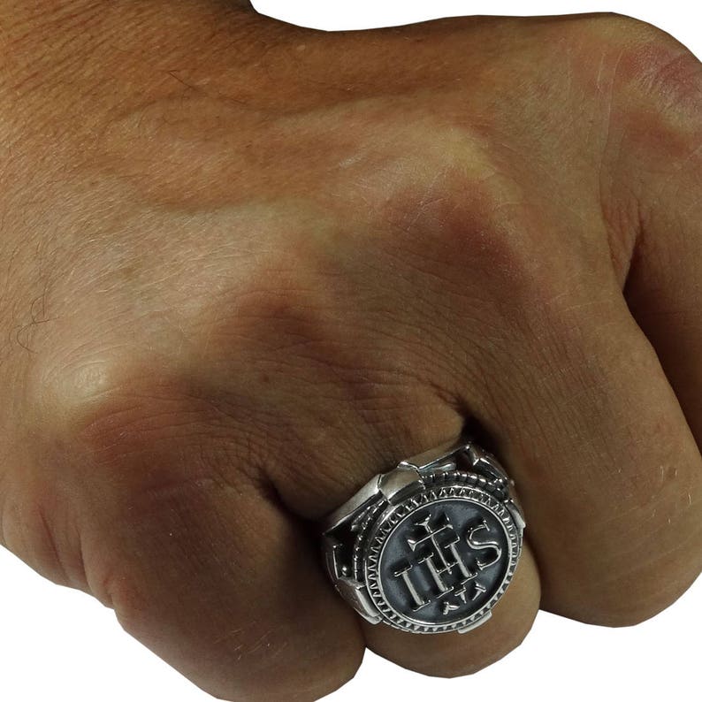 Holy Name of Jesus Men Coin Silver Ring Jesuit IHS - Etsy