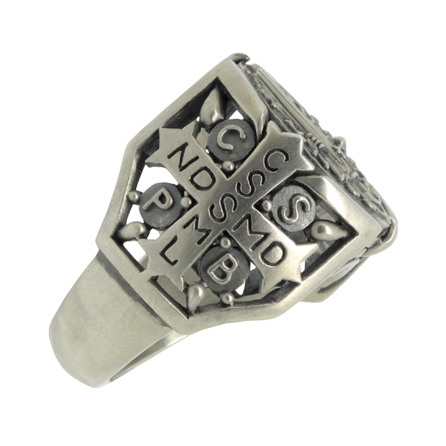 Saint Benedict Oxidized Sterling Silver 925 Medal Coin Men Ring ...