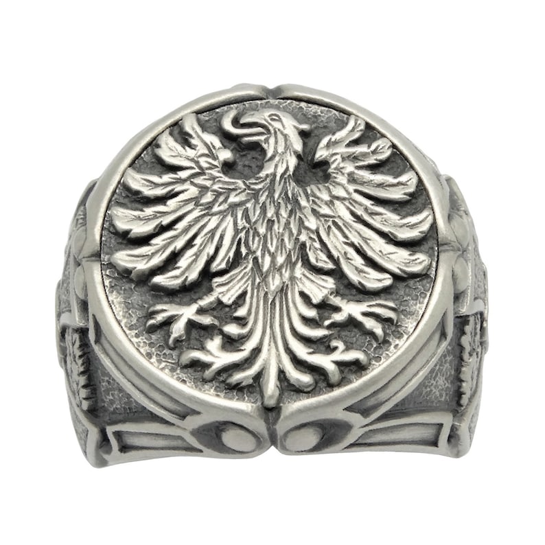 German Eagle Sterling Silver 925 Cross Men Ring | Etsy