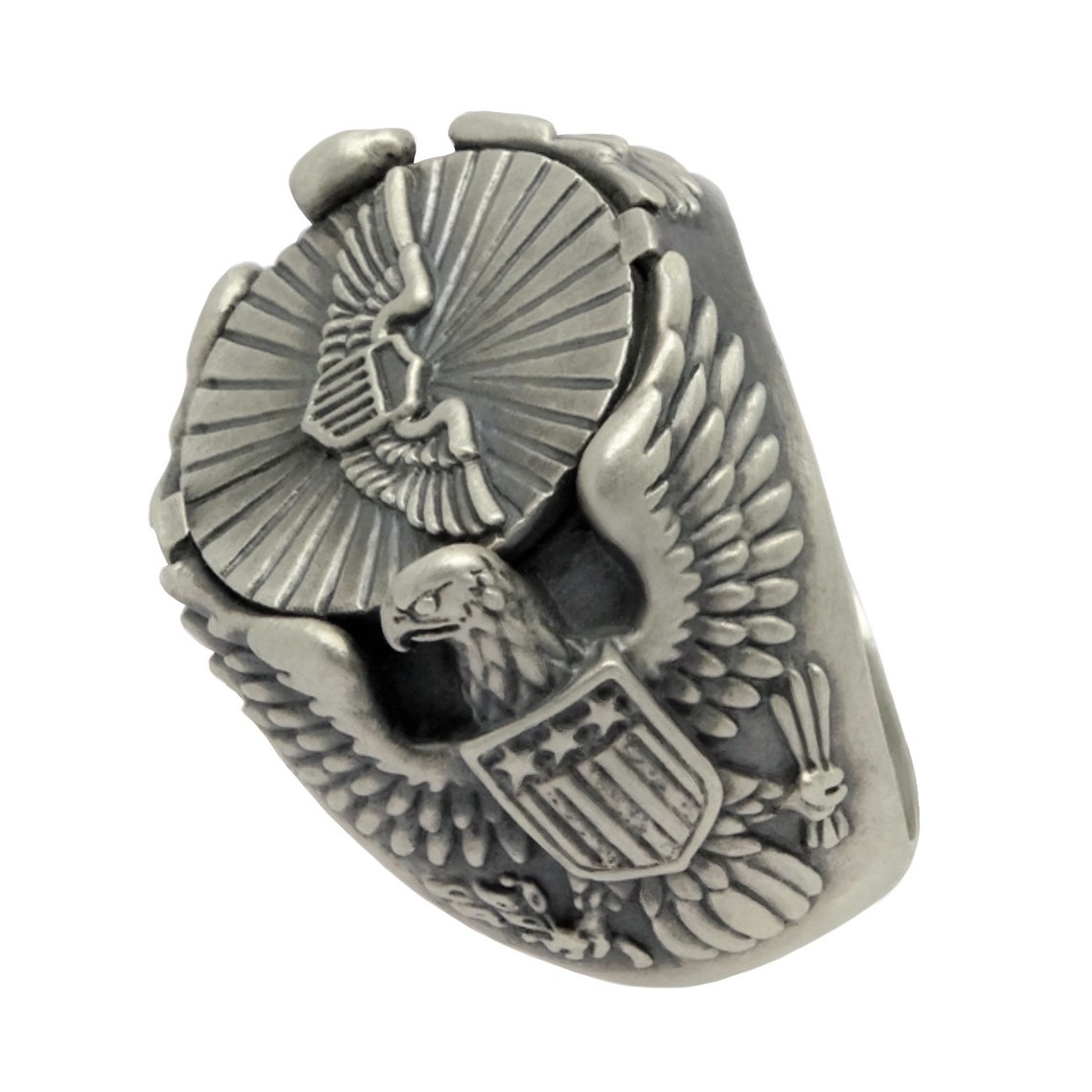 Air Corps Pilot Aviator Oxidized Sterling Silver 925 American Eagle Men ...