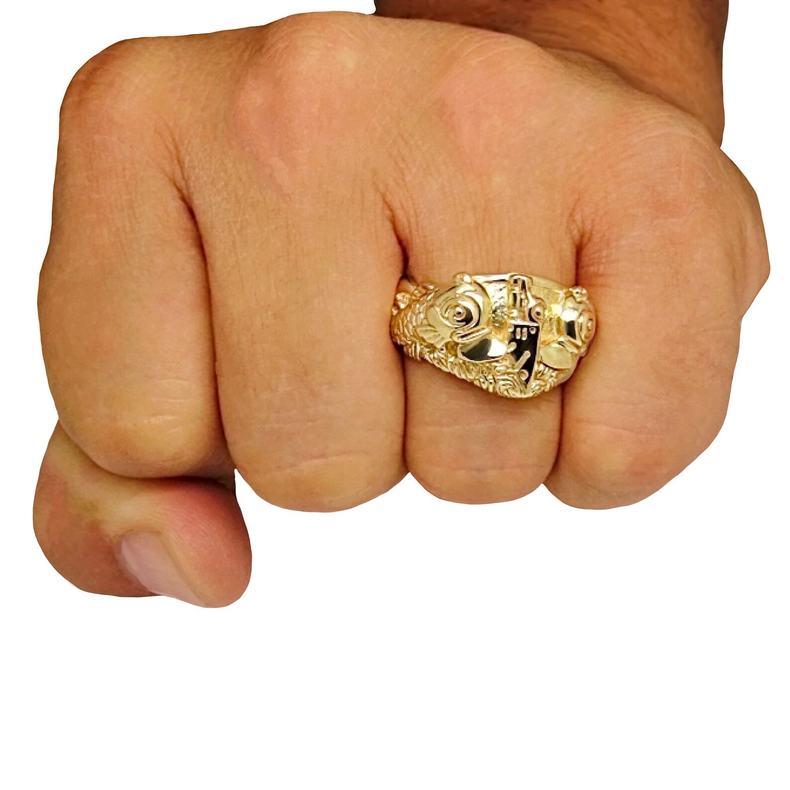 Solid Gold 10k Submarine Dolphins Mens Ring Warfare Handmade - Etsy