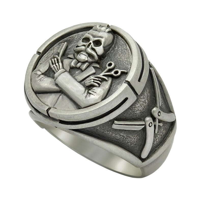 Barber Sterling Silver 925 Skull Mens Ring Hairdresser - Etsy