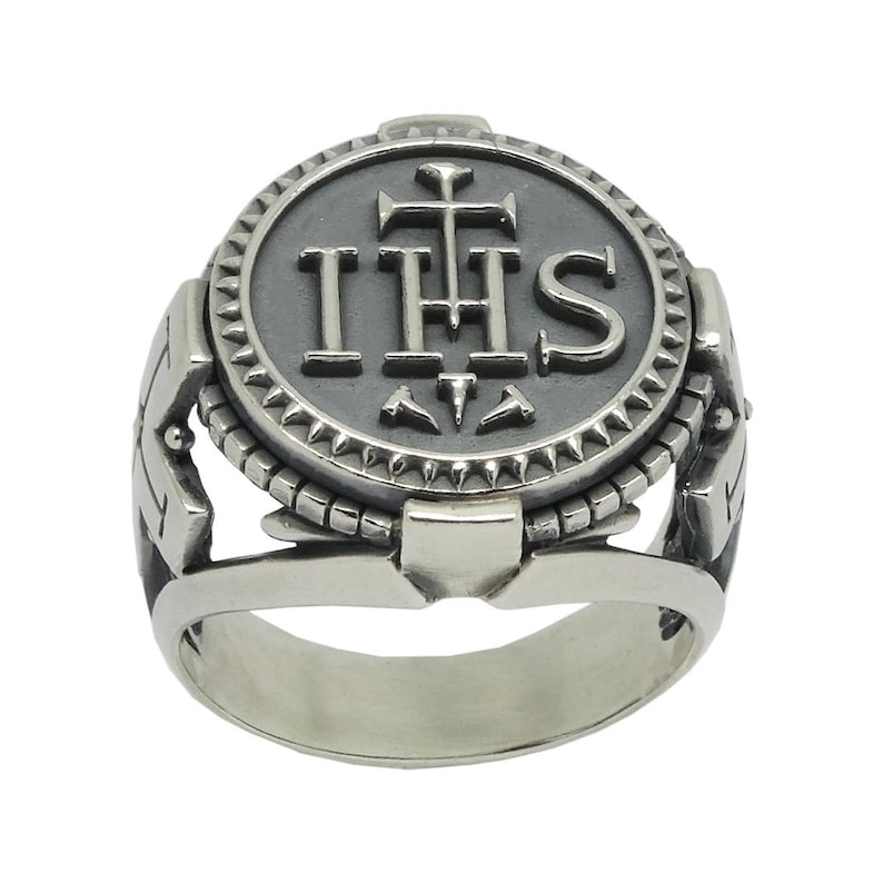 Holy Name of Jesus Men Coin Silver Ring Jesuit IHS - Etsy