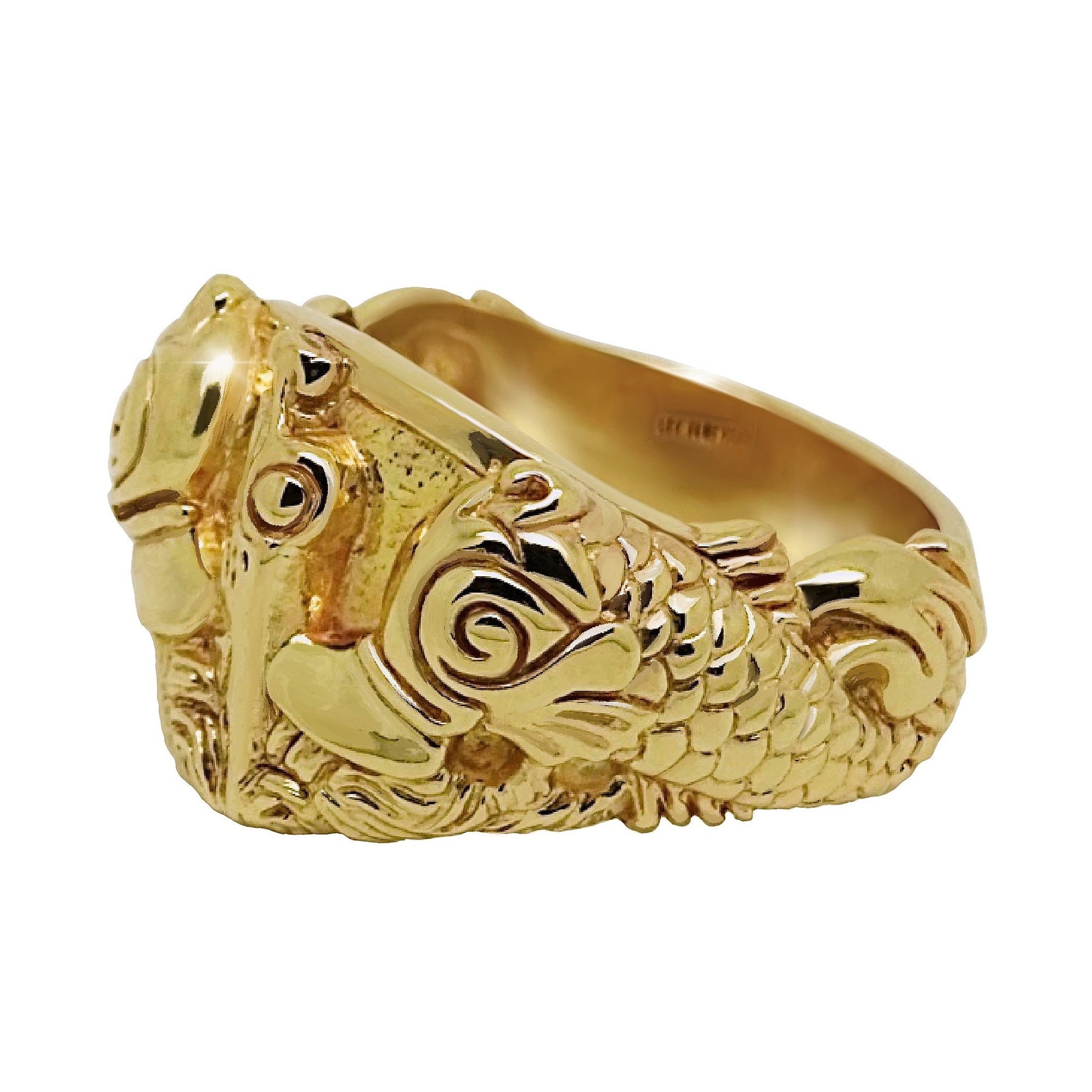 Solid Gold 10k Submarine Dolphins Mens Ring Warfare Handmade - Etsy