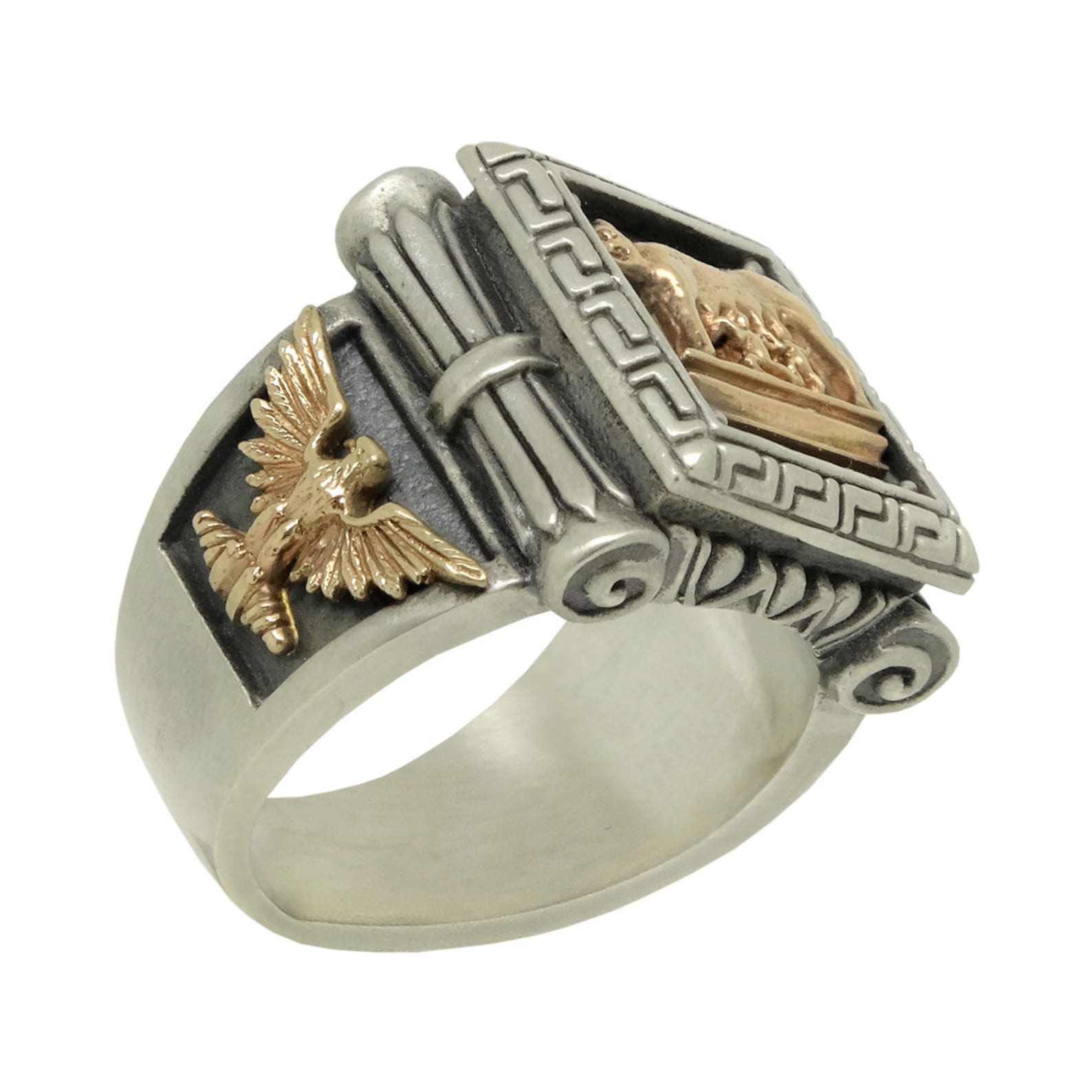 Solid Gold 10K and Sterling Silver Men Ring Roman Empire SPQR | Etsy