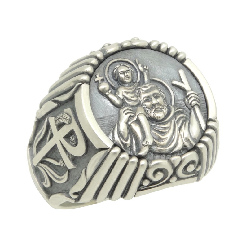 Saint Christopher Sterling Silver Men Ring Handcrafted - Etsy