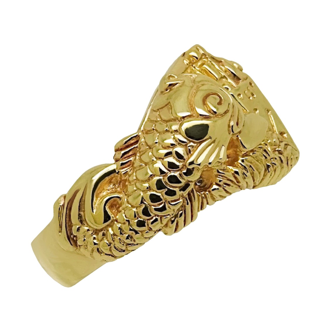 Solid Gold 10k Submarine Dolphins Mens Ring Warfare Handmade - Etsy