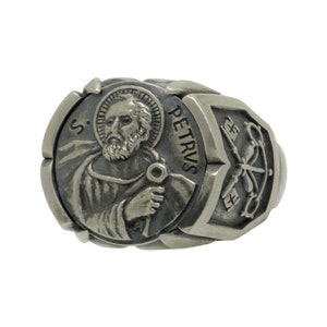 Vatican Cross Saint Peter Sterling Silver 925 Men Ring - Etsy