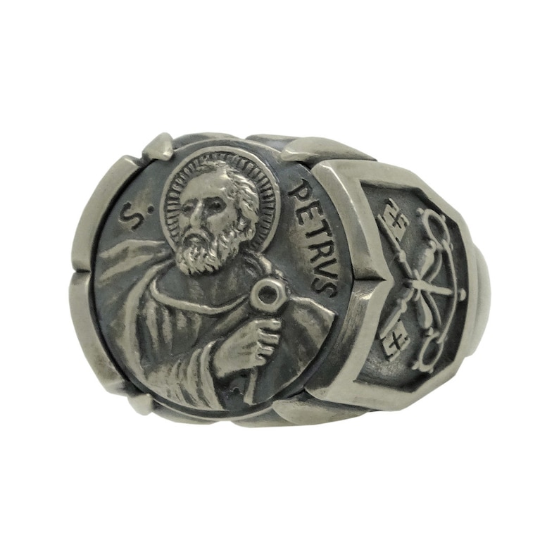 Vatican Cross Saint Peter Sterling Silver 925 Men Ring - Etsy