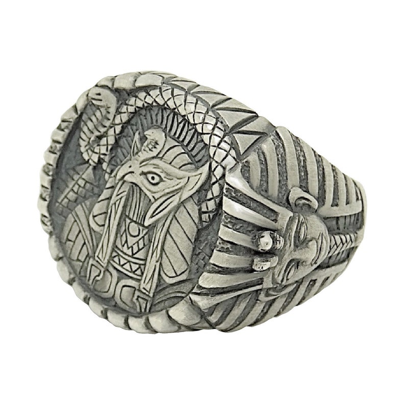 Egyptian God Sterling Silver Pharaoh Men Ring | Etsy