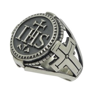 Holy Name of Jesus Men Coin Silver Ring Jesuit IHS - Etsy