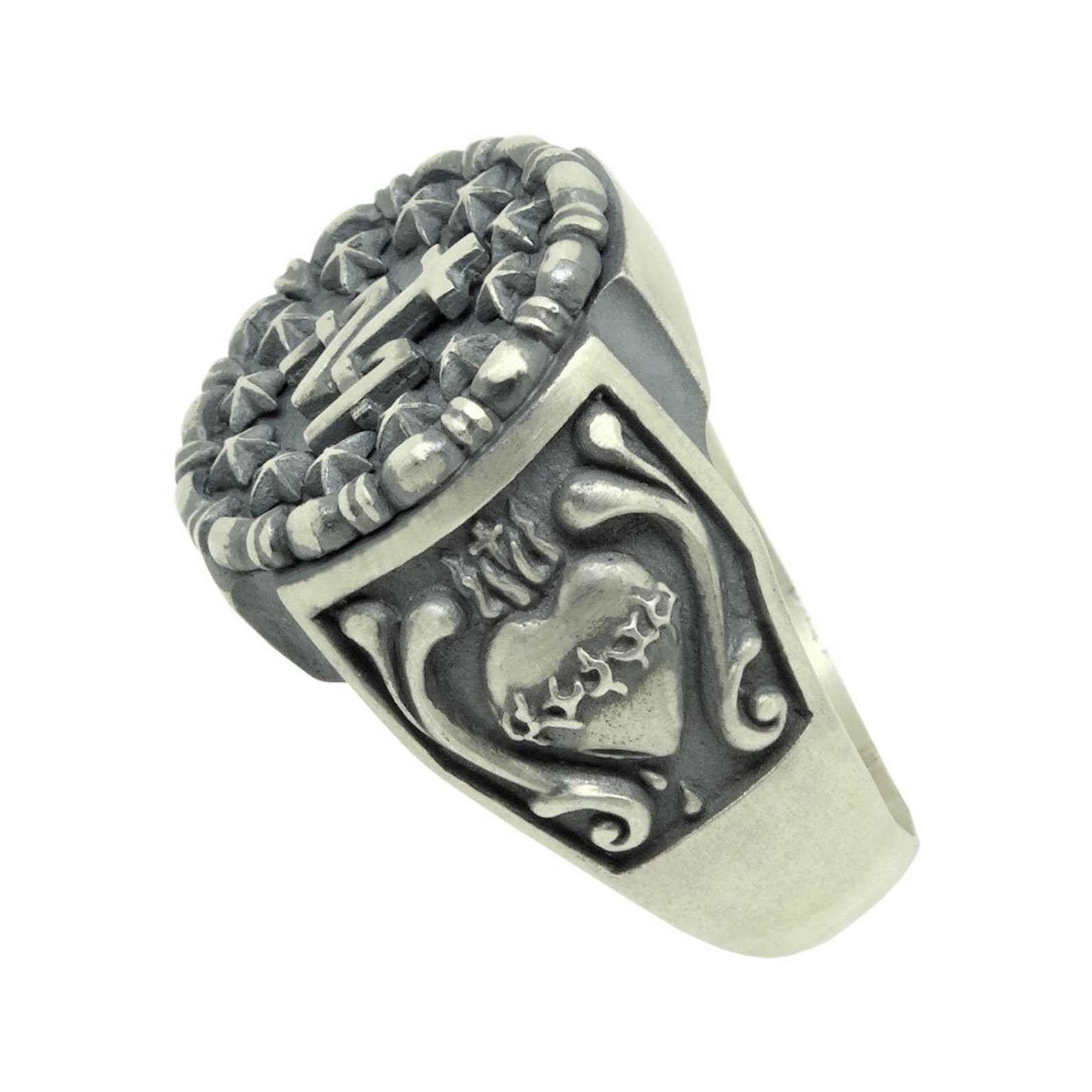 Sacred Heart Sterling Silver Men Ring Virgin Mary Catholic - Etsy