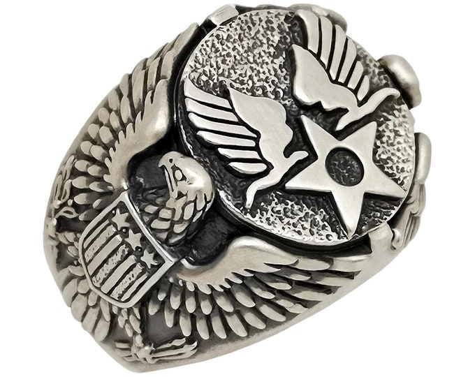 US Air Force Ring, USAF Enameled Emblem Ring, US Military Ring, World ...