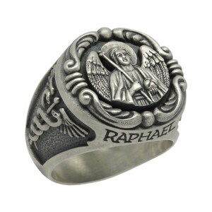 Saint Raphael Archangel Silver Men Ring Handcrafted Medical Corps - Etsy