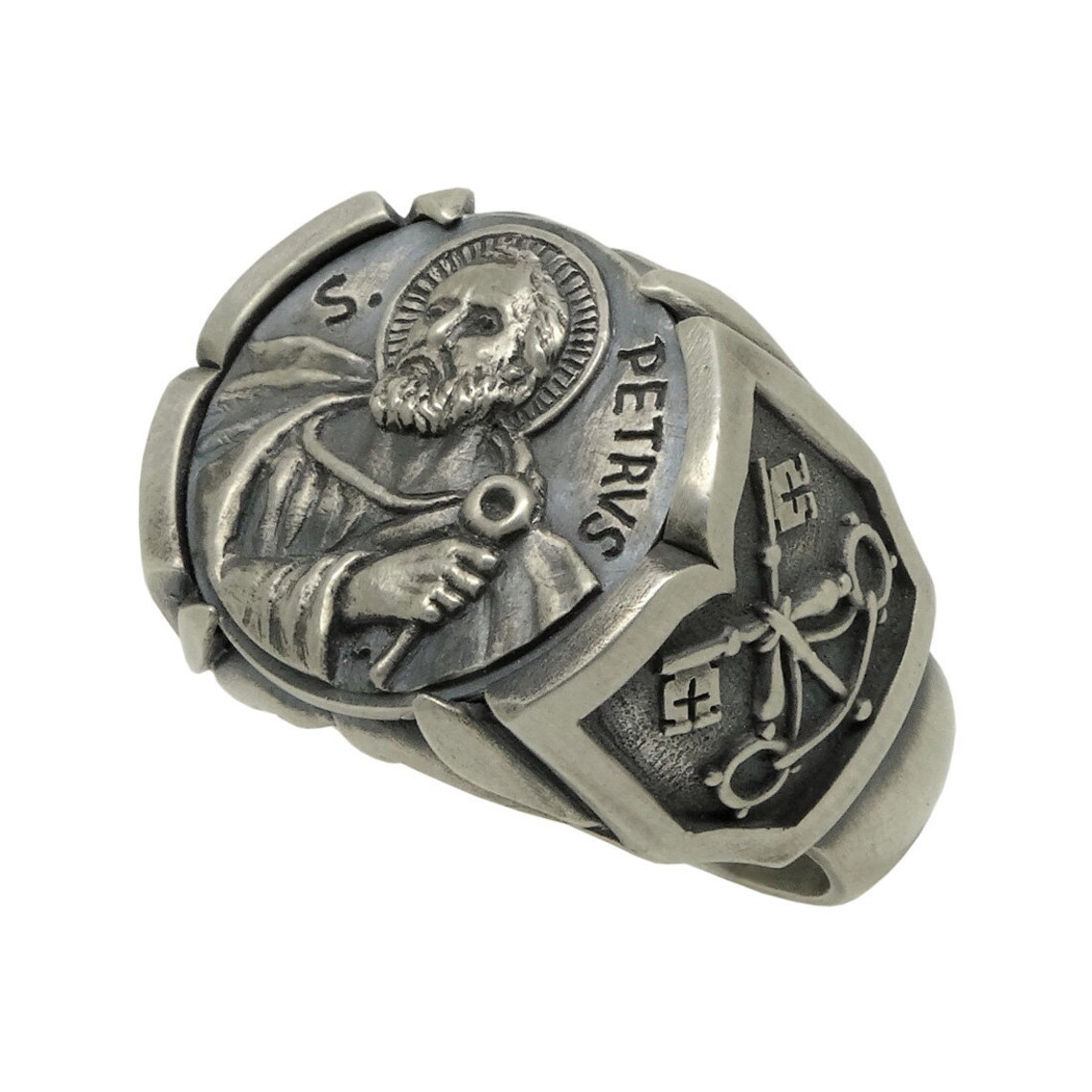 Vatican Cross Saint Peter Sterling Silver Men Ring | Etsy