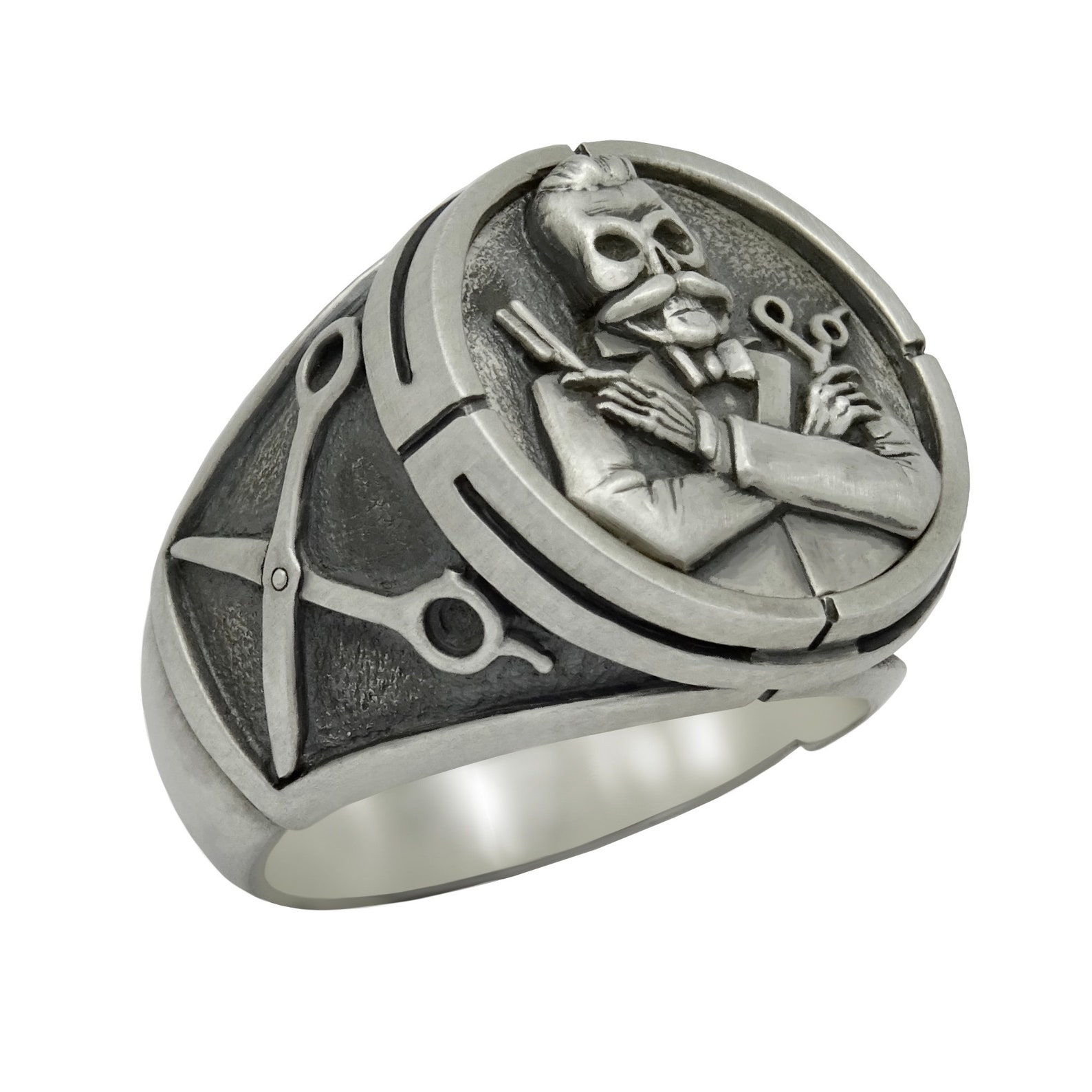 Barber Sterling Silver 925 Skull Mens Ring Hairdresser Handcrafted ...