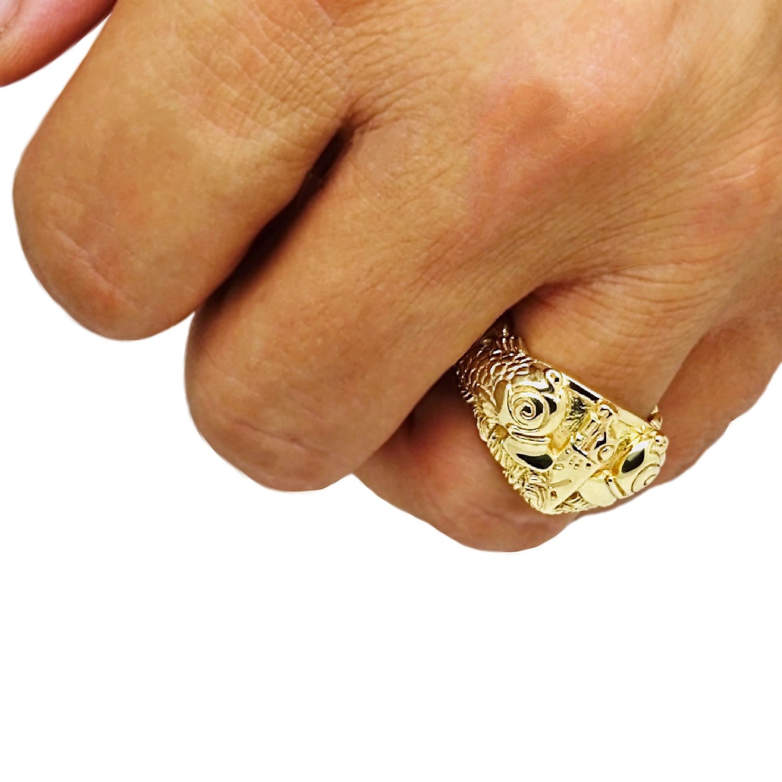 Solid Gold 10k Submarine Dolphins Mens Ring Warfare Handmade - Etsy