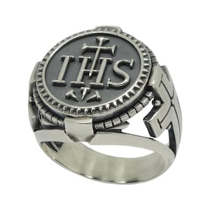 Holy Name of Jesus Men Coin Silver Ring Jesuit IHS - Etsy