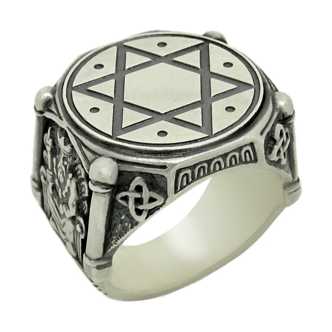 Star of David Sterling Silver 925 Men’s Ring Secret Seal of King ...