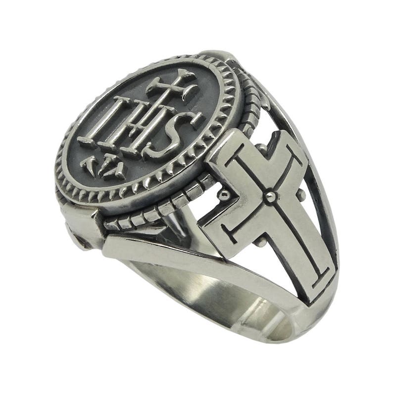Holy Name of Jesus Men Coin Silver Ring Jesuit IHS - Etsy