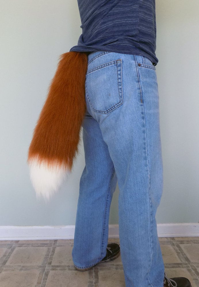 Fox Tail White Tip Realistic Faux Fur - Etsy