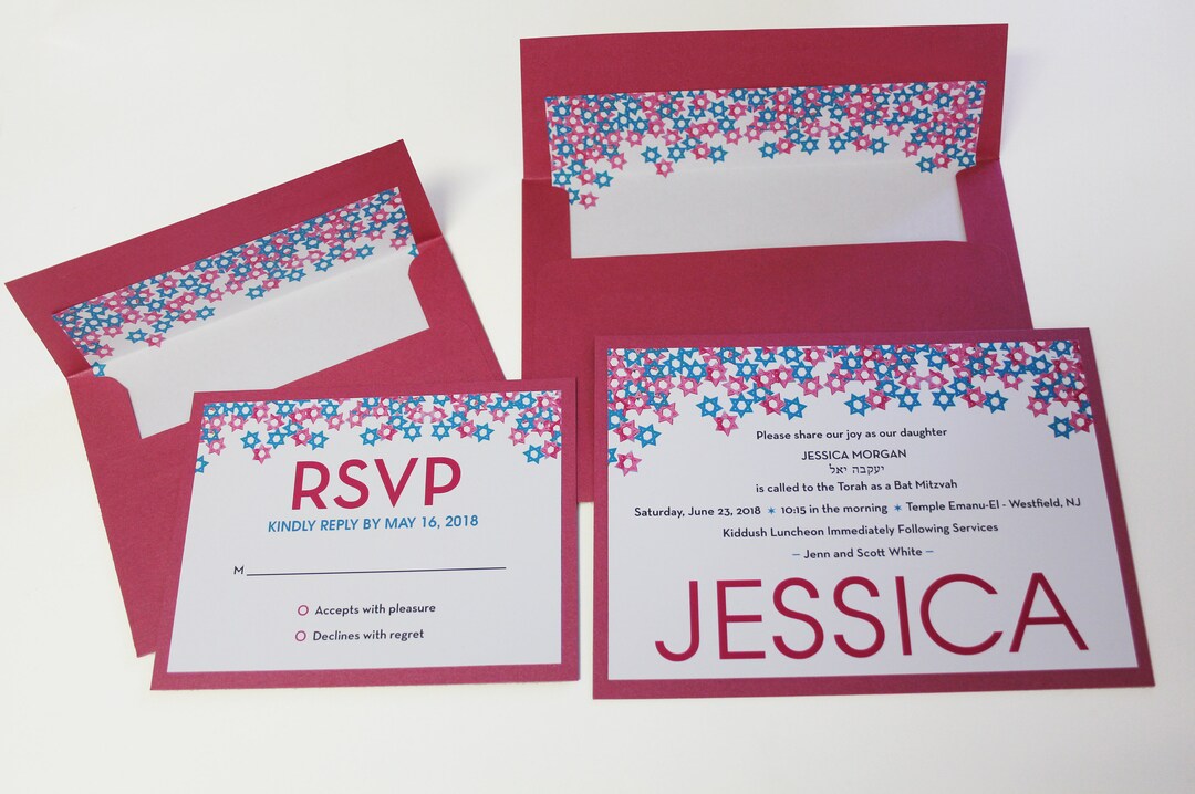 CONFETTI JEWISH STARS Mitzvah Invitation Set - Etsy