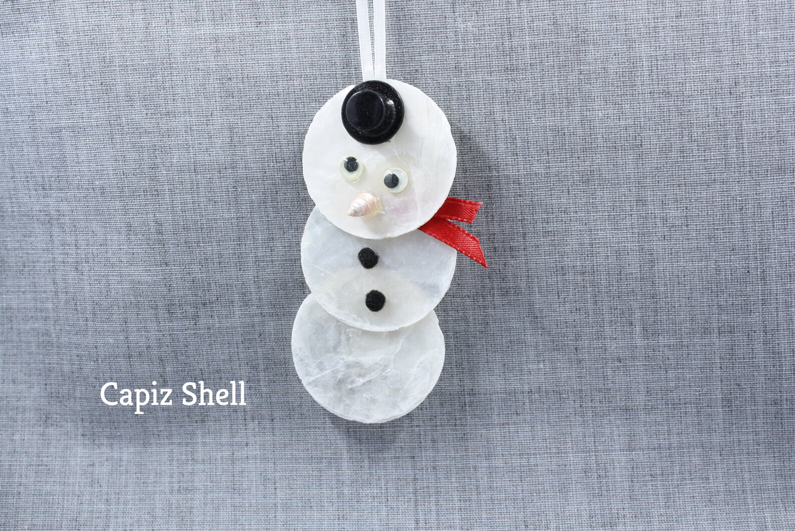 Handmade Seashell Snowman, Sea Urchin Snowman With Black Plastic Top ...