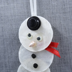 Handmade Seashell Snowman, Sea Urchin Snowman With Black Plastic Top ...