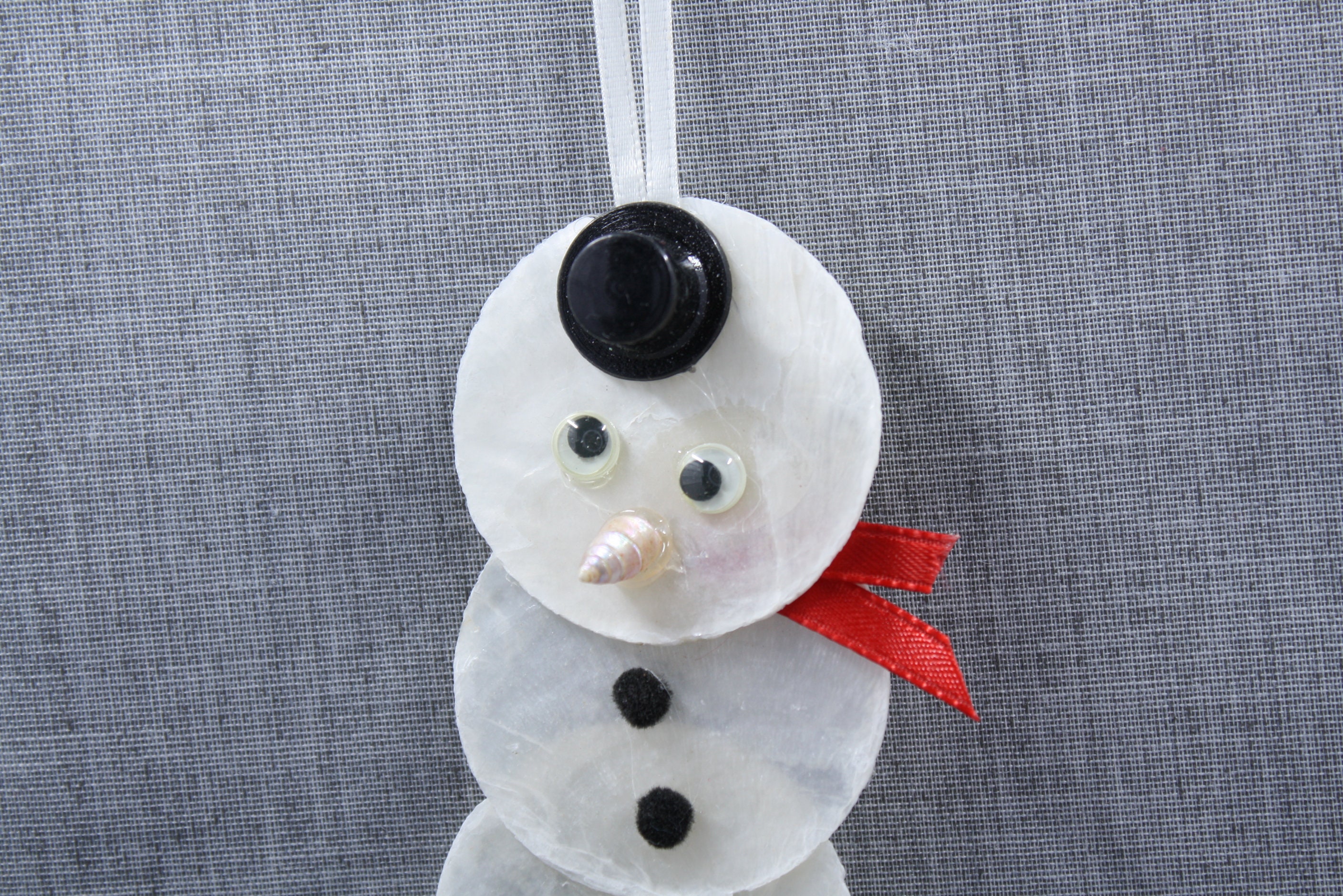 Handmade Seashell Snowman, Sea Urchin Snowman With Black Plastic Top ...