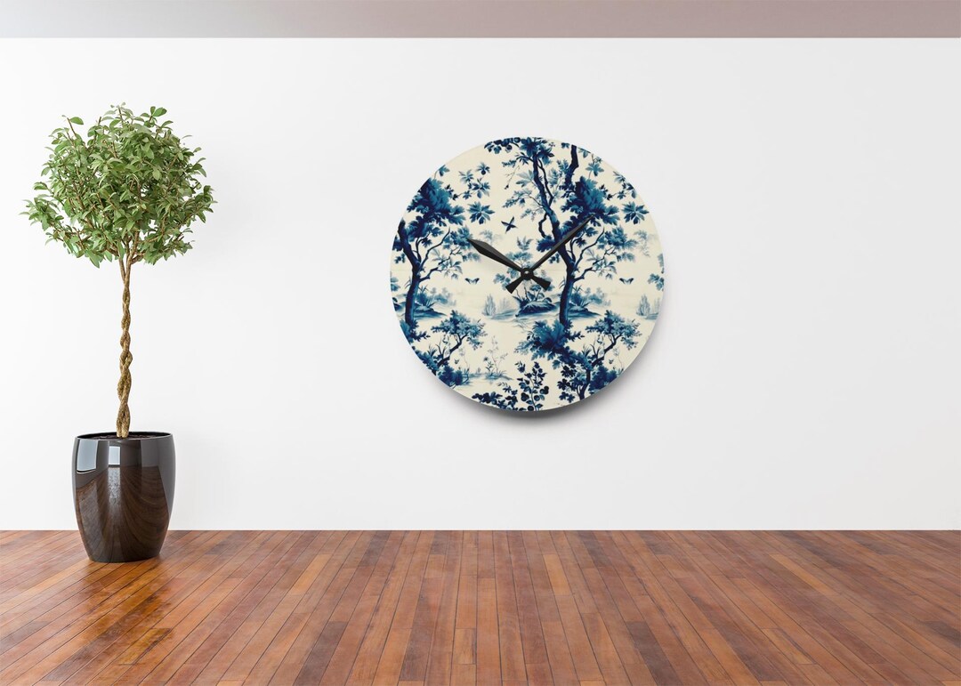 Blue French Toile Wall Clock - Etsy