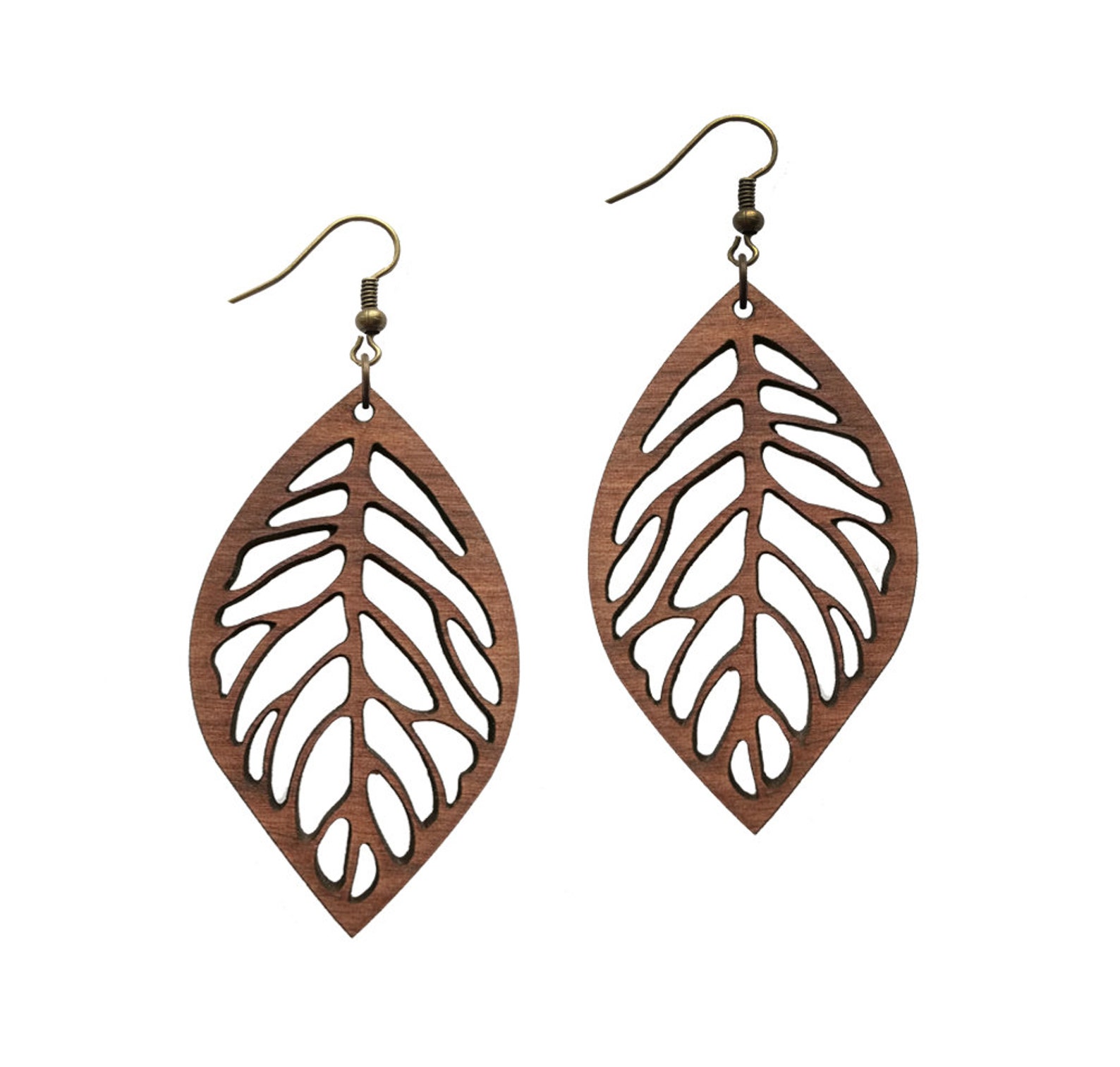 Wooden Leaf Earrings Boho Wood Earrings Nature Jewelry Etsy