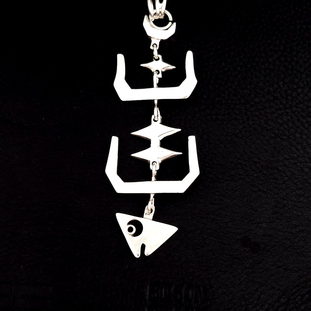 Very Large Articulated Sterling Silver Fish Bone Pendant From Mexico ...