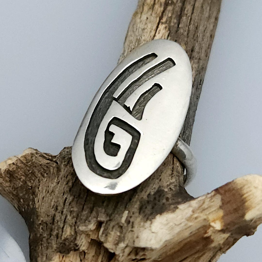 Vintage Hopi Bear Claw Sterling Silver Overlay Ring - Marvin Sekayesva ...
