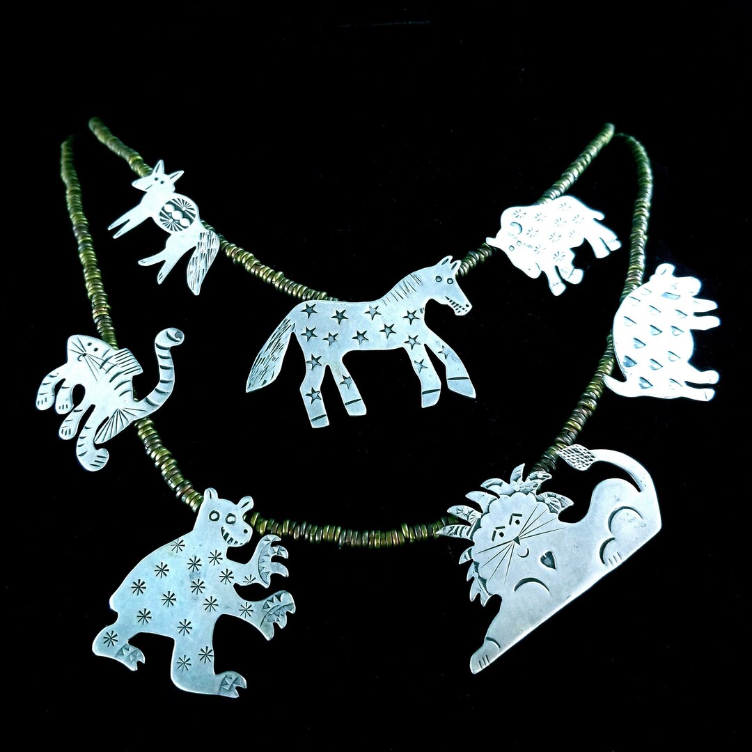 Vintage Southwestern Richard Lindsay Sterling and Brass 21" Happy ...