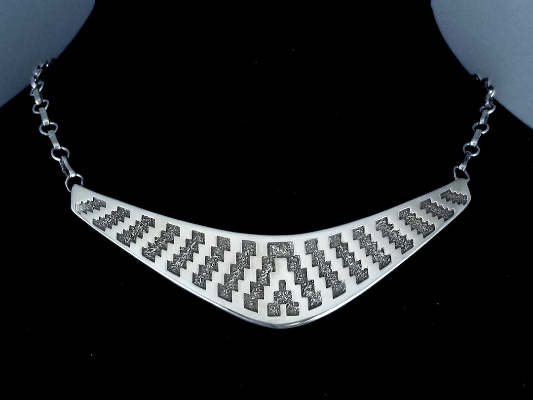 17" Vintage J.R. Silversmiths Sterling Silver Collar Necklace - 23.1 ...