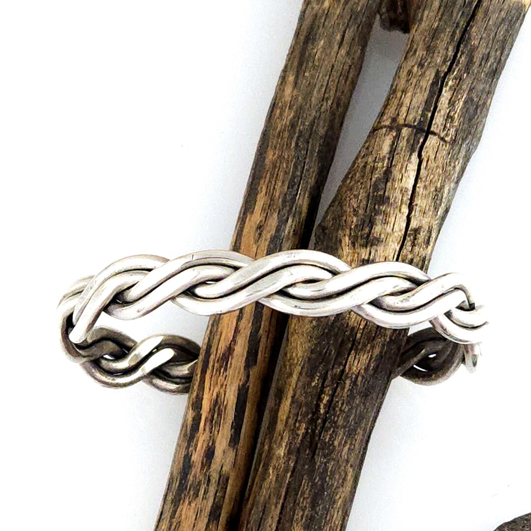 Sterling Silver Twisted Cable Wire Rope Cuff Bracelet - Excellent ...