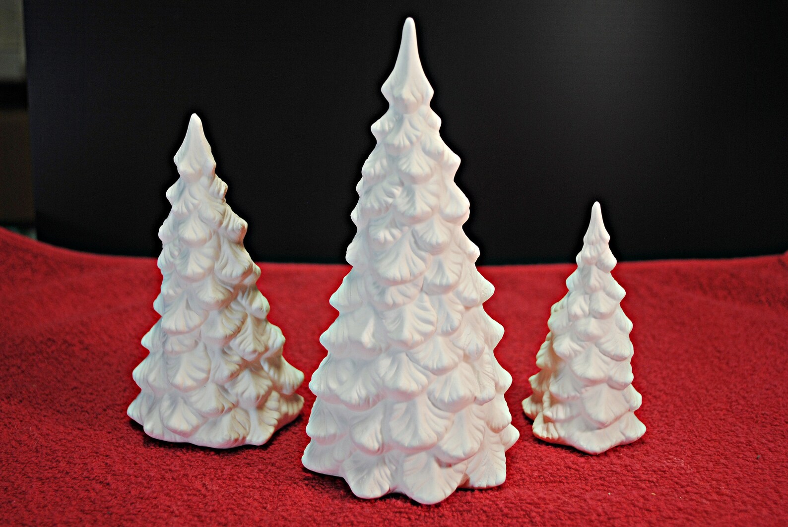 Three Trees in Ceramic Bisque, Christmas Village, Fairy Garden ...