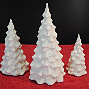 Three Trees in Ceramic Bisque, Christmas Village, Fairy Garden ...