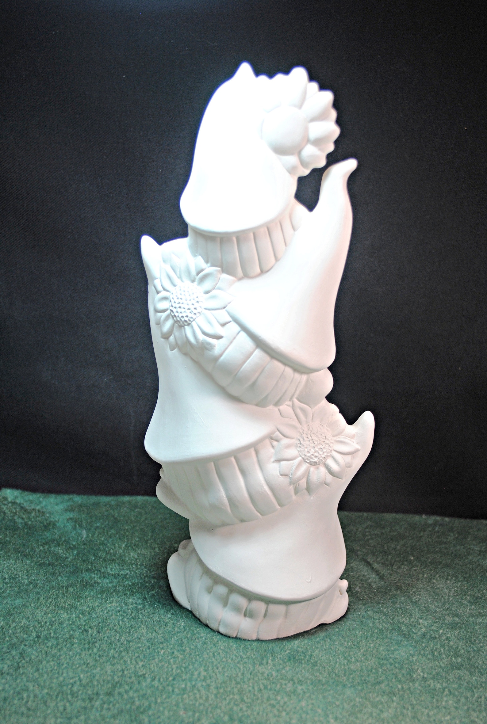 Gnome and Sunflower Stack in Ceramic Bisque, Unpainted Ceramics, Ready ...