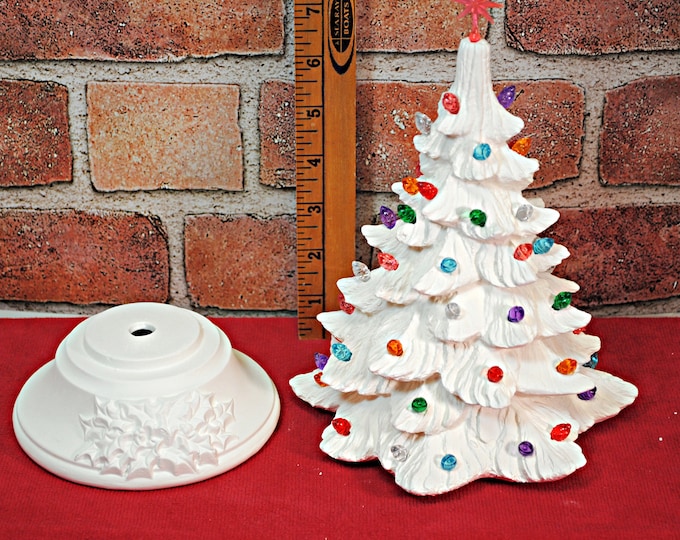 Small Ceramic Bisque Christmas Tree With Base, and All the Accessories ...
