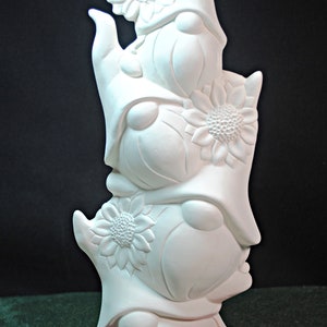 Gnome and Sunflower Stack in Ceramic Bisque, Unpainted Ceramics, Ready ...