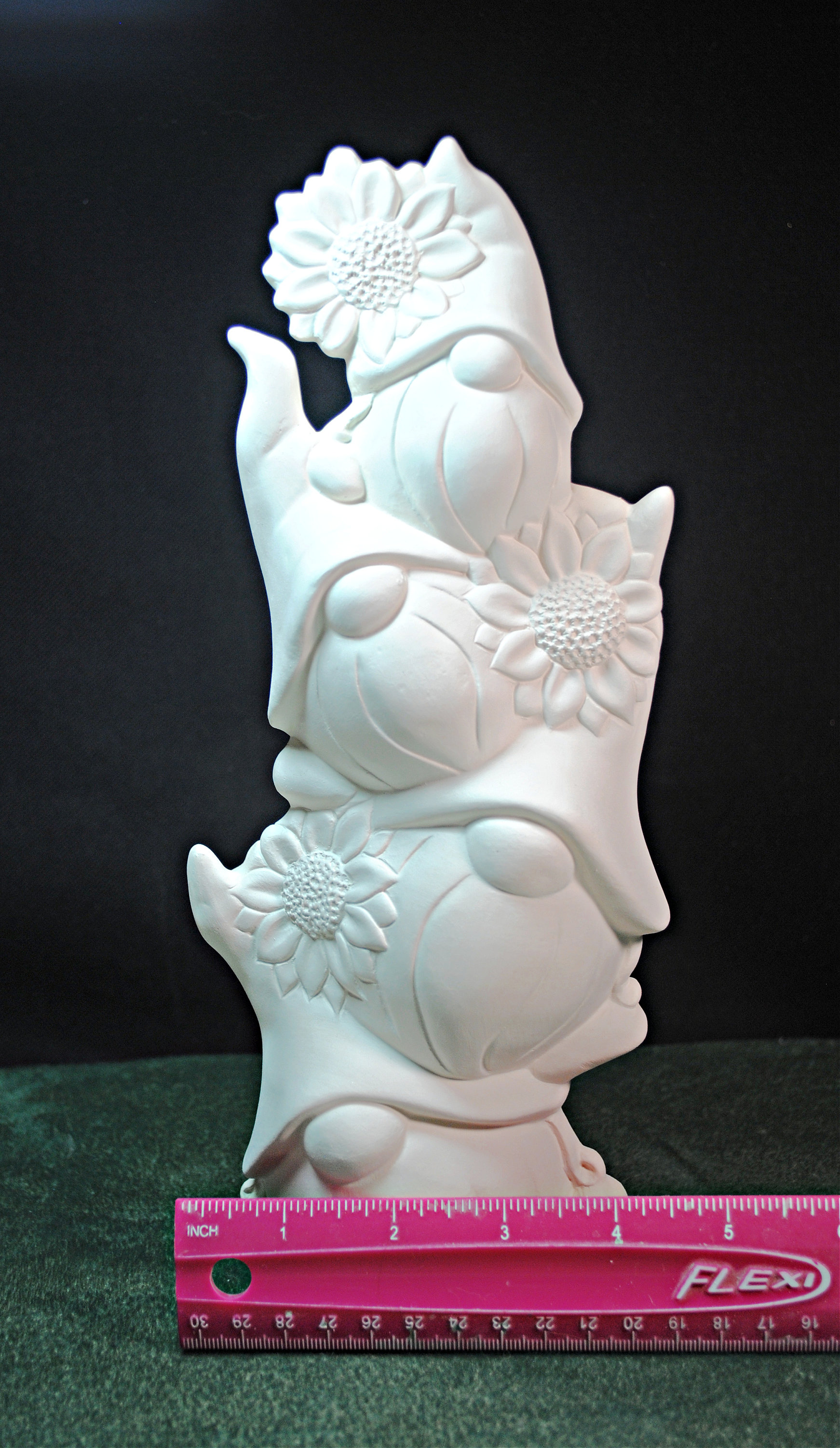 Gnome and Sunflower Stack in Ceramic Bisque, Unpainted Ceramics, Ready ...